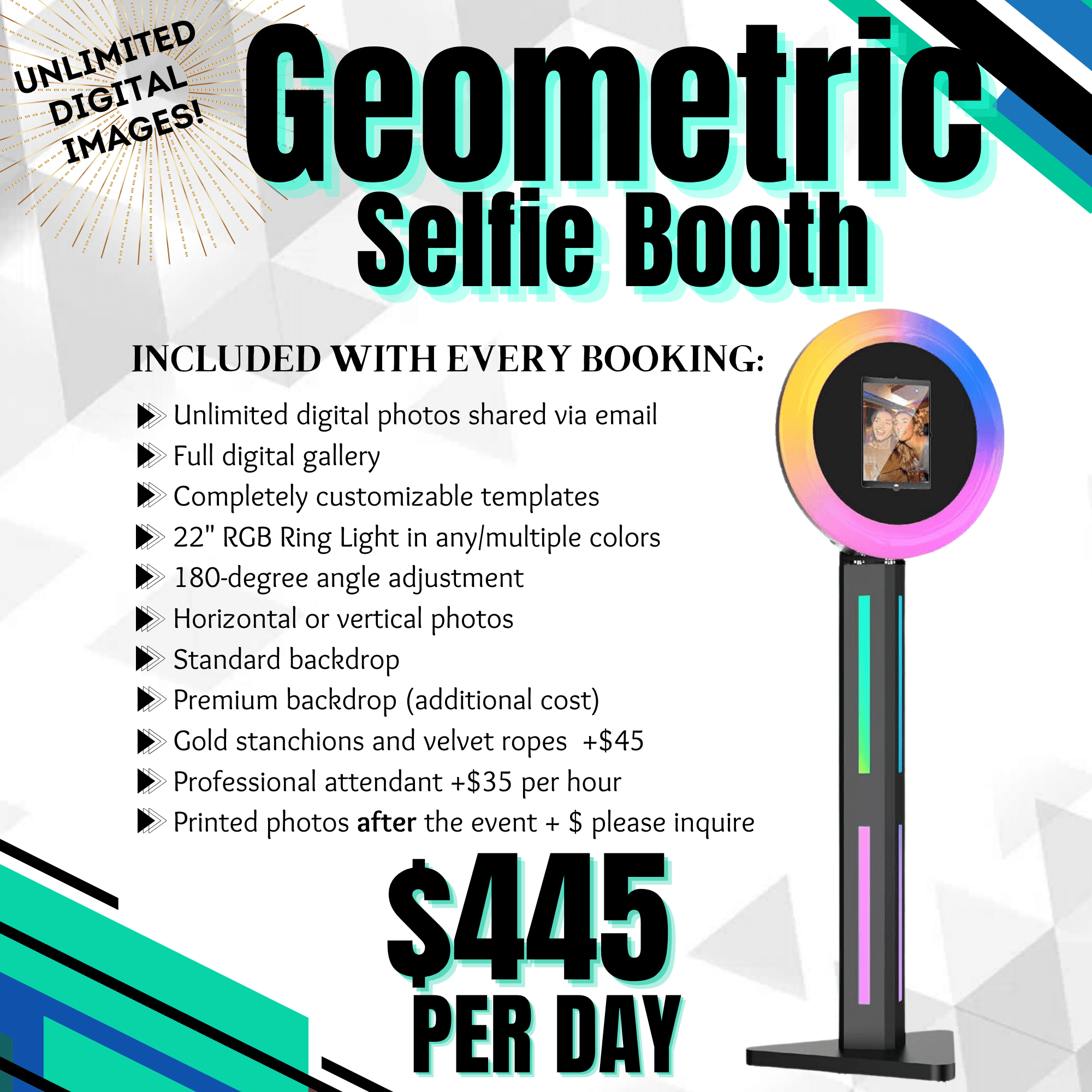 Geometric Selfie Booth Photo Booth Rental - Easy Breezy Bash Co Event ...